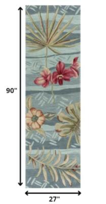 2' X 7' Seafoam Tropical Leaves Runner Rug | eBay