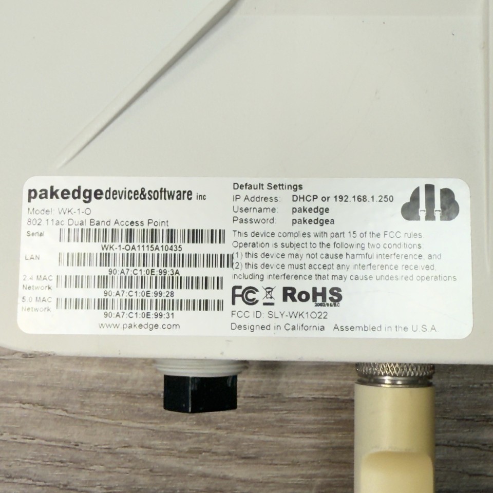 Pakedge WK-1-O Outdoor Dual Band Access Point 802.11ac – Used Untested ...