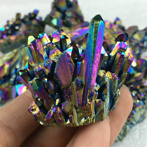 1pc Quartz Crystal Rainbow Titanium Cluster VUG Mineral Specimen Reiki ...