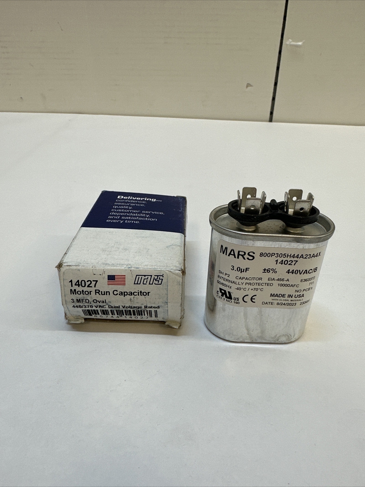 Mars Motor Run Capacitor Oval 3 MFD 440/370 VAC 14027 685744140276| eBay
