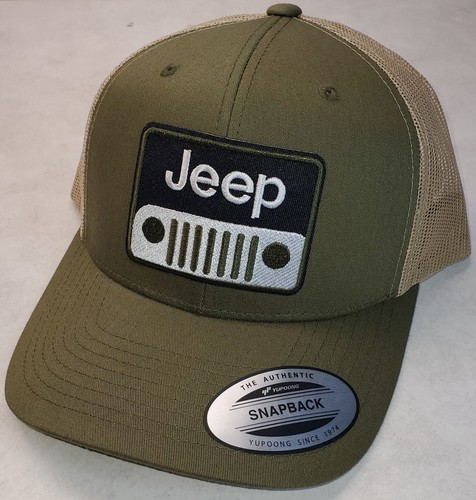 JEEP Patch on Yupoong 6606 Classics Trucker Hat Snapback Moss Green ...