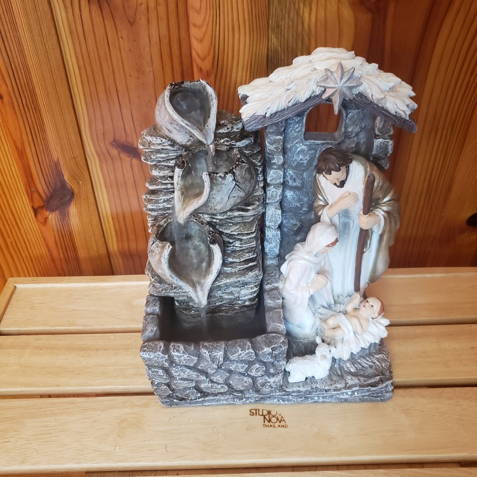 Nativity Water Fountain Cracker Barrel Resin Bethlehem Christian Serene ...