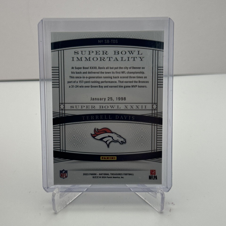 2023 PANINI NATIONAL TREASURES TERRELL DAVIS SUPER BOWL IMMORTALS /99 ...