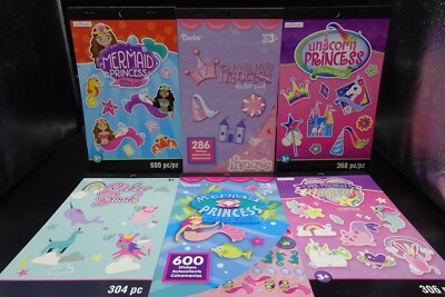 Darice Creatology Unicorns Mermaids Princesses Sticker Books / 6 ...