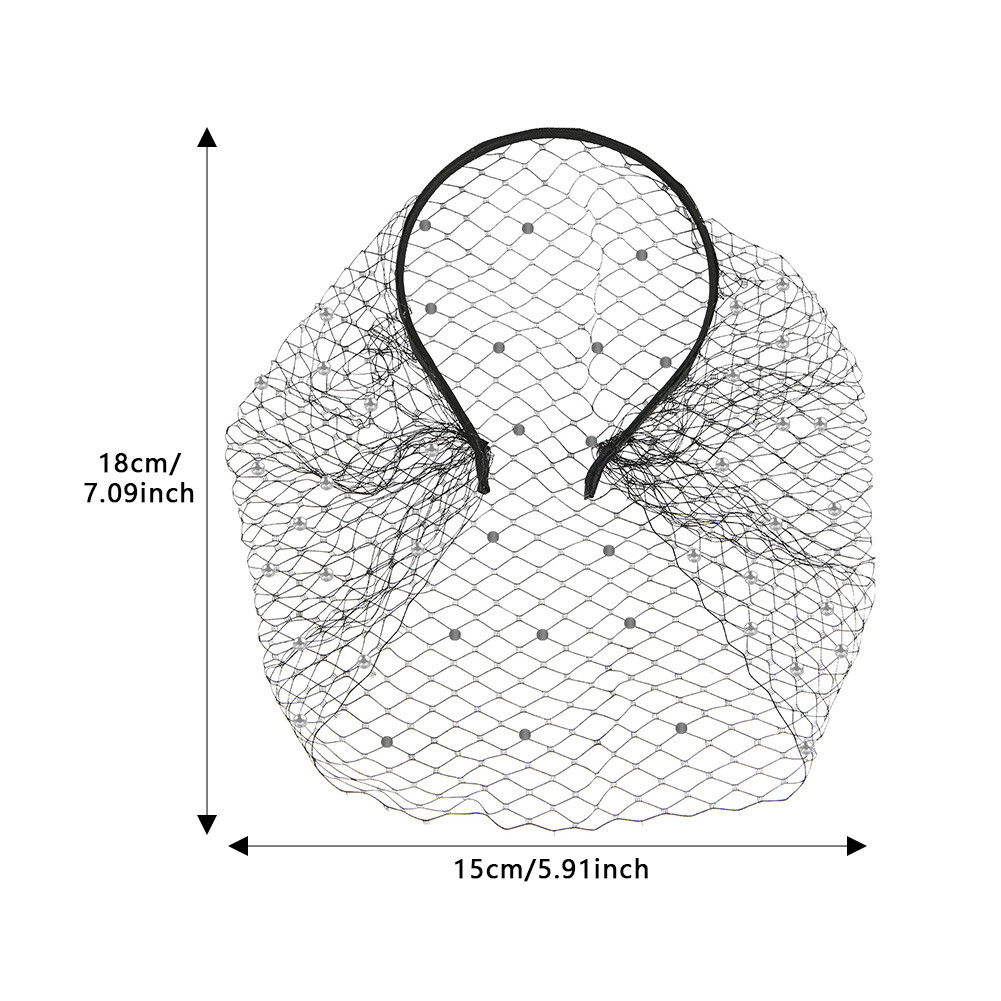 Women Headdress Bridal Headpiece Black Mesh Fascinator Veil Headband ...