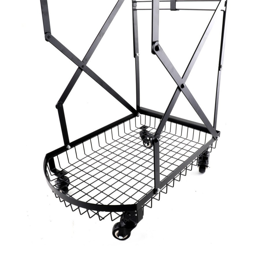 2 Tier Utility Cart Storage Trolley on 2 Wheels Folding Kitchen ...