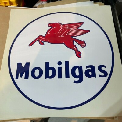Vintage Mobilgas Gasoline Vinyl decal Old Stock approx 12" in diameter ...