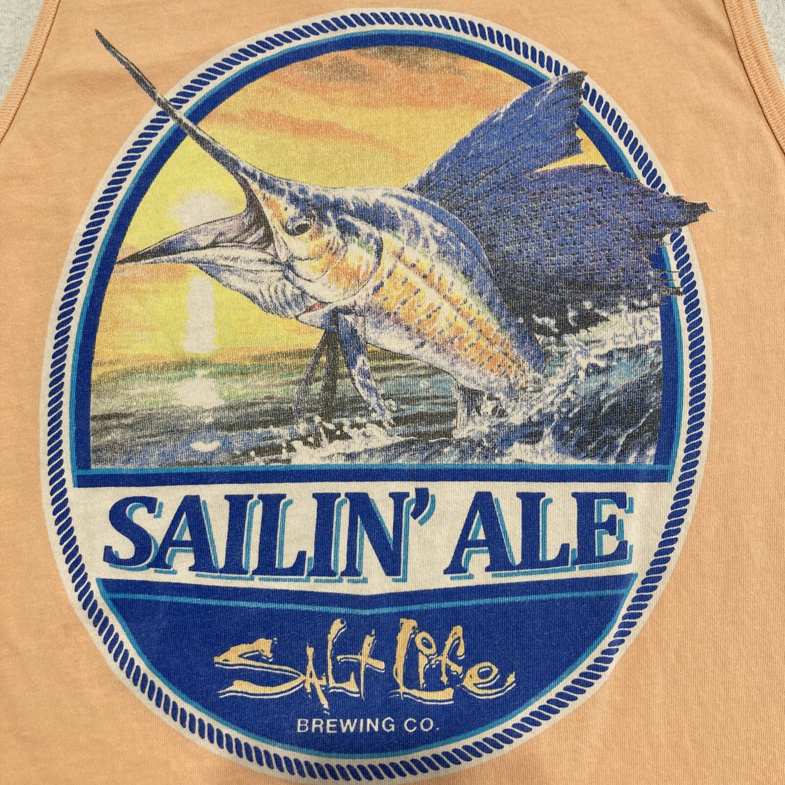 Salt Life Tank Top Shirt Mens Small Orange Live Salty Sailin' Ale | eBay