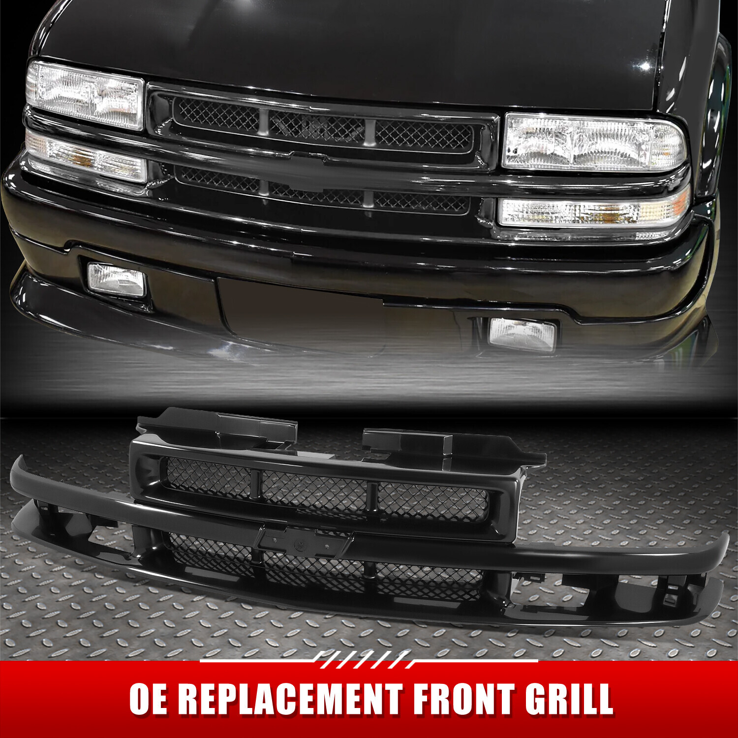 For 98-03 Chevy S10 SS Xtreme OE Style Matte Black Front Grille w ...