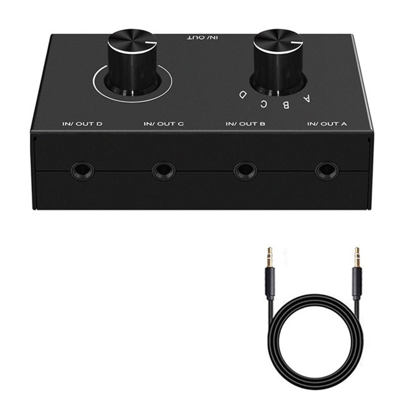 3.5mm Audio Switcher Switch Stereo Headphone Speaker Splitter Selector ...