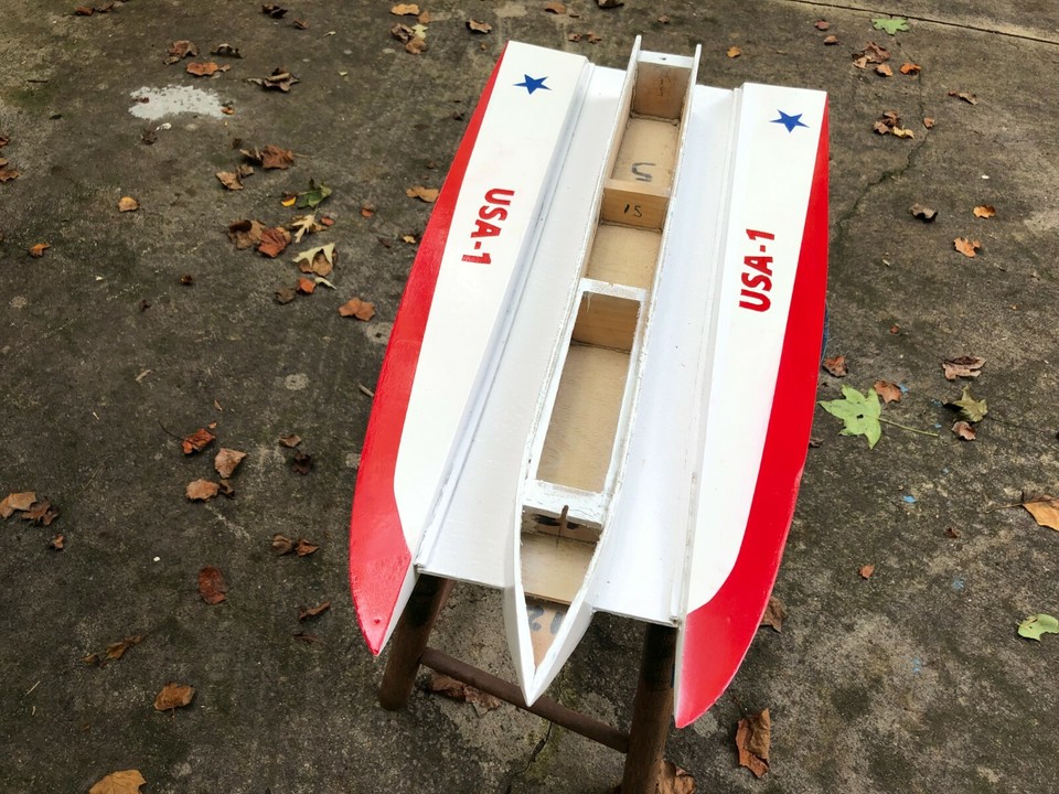 Remote Control Tunnel Hull Wooden Model Speed Boat Kit (29" long), K&B ...