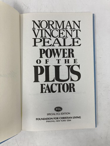 Power of the Plus Factor by Norman Vincent Peale Signed First 1st Ed VG ...