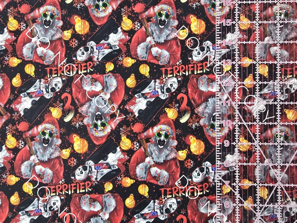 Custom 100% Cotton Woven Fabric Terrifier 3 Horror Movie Art Clown 1/4 ...