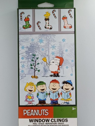 Peanuts Window Clings Christmas Snoopy Lucy Charlie Linus + Peel Stick ...
