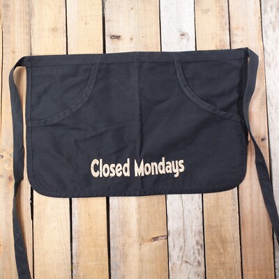 Closed Mondays Black Waist Apron w/ Pockets | eBay