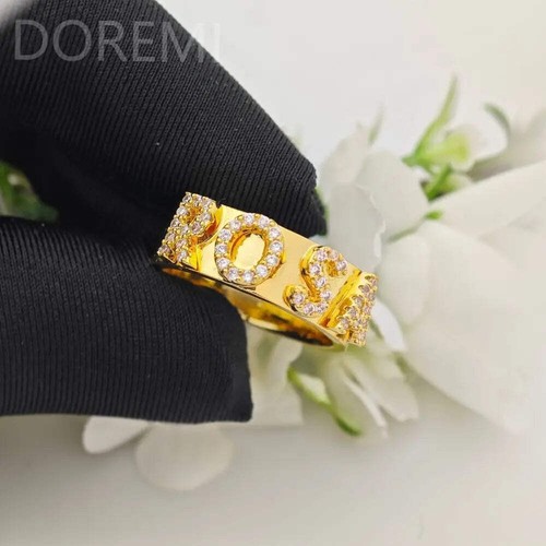 DOREMI 6mm Crystal Letters Ring Seperate Initial Letter Women Rings ...