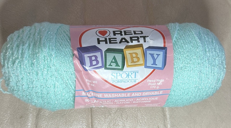 LOT of 3 Red Heart BABY SPORT POMPADOUR YARN 1680 Pastel Green ~ 6 oz ...