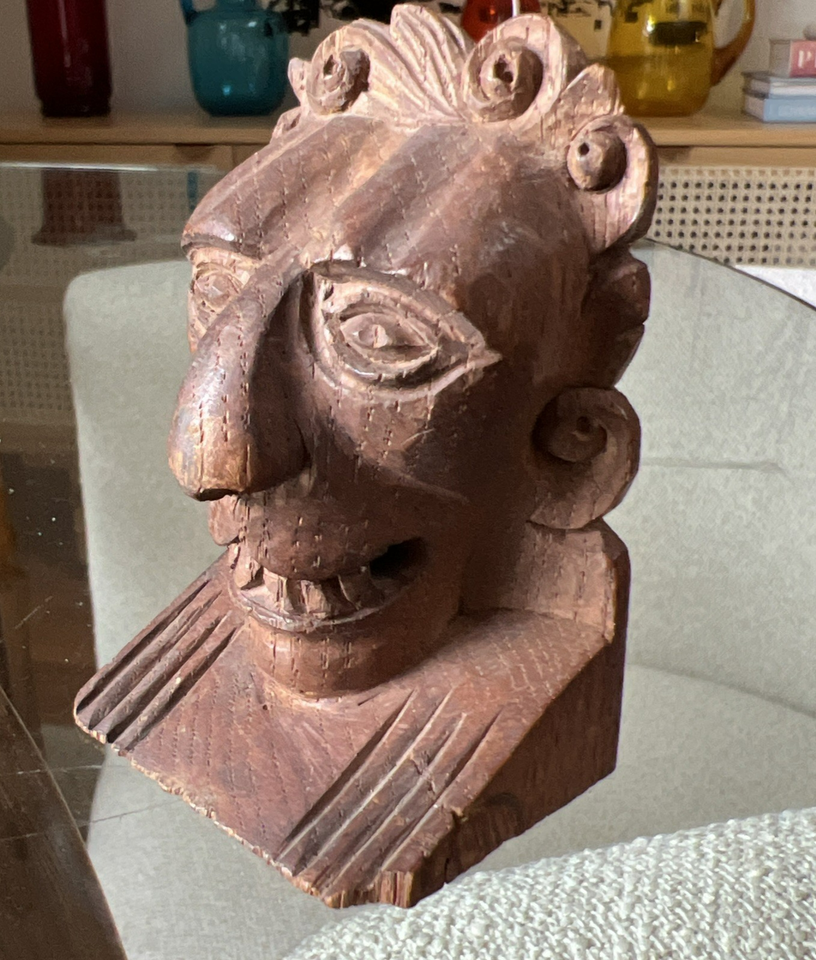 Grotesque Head Carving 3" Miniature German Folk Art Devil / Gargoyle ...