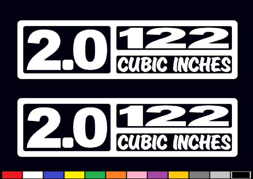 2 I4 2.0 LITER / 122 CUBIC INCHES DECAL SET EMBLEM WINDOW STICKERS ...