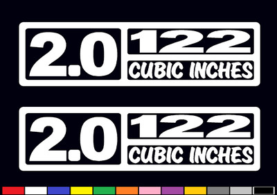 2 I4 2.0 LITER / 122 CUBIC INCHES DECAL SET EMBLEM WINDOW STICKERS ...