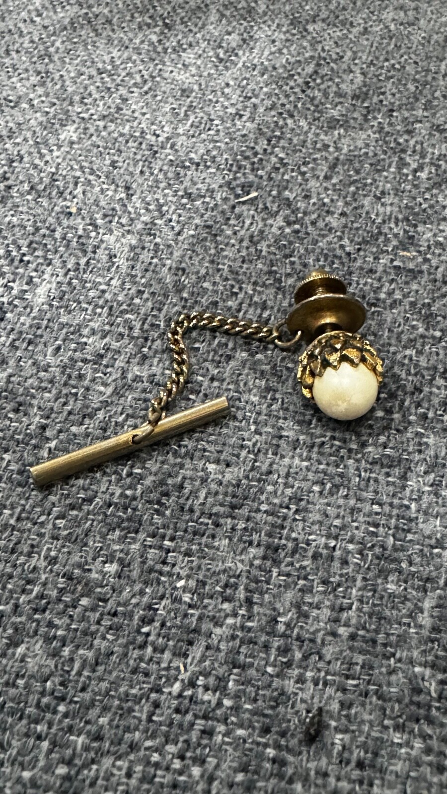 Golden Tie Pin with a Pearl Center - Gem