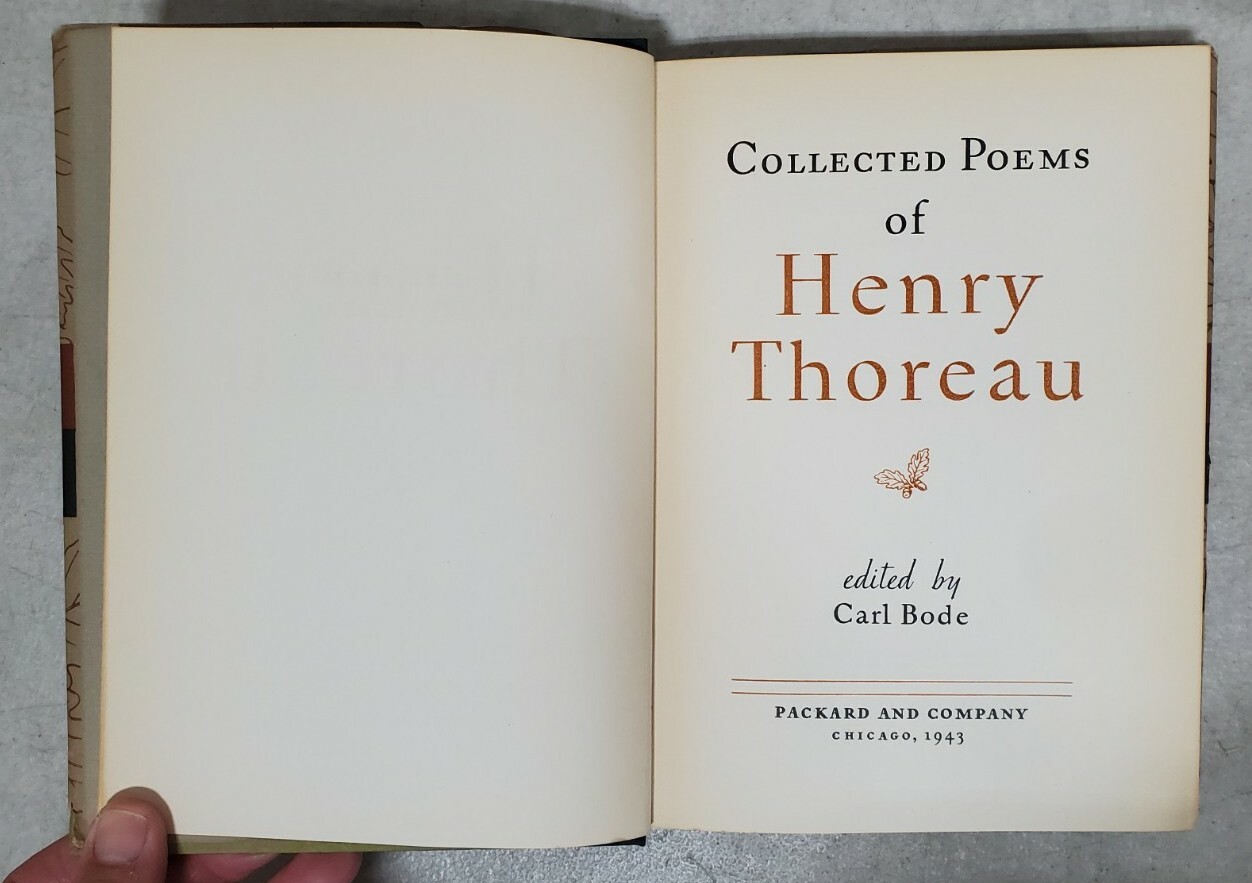 Collected Poems of Henry Thoreau HC Book by Carl Bode (1943) First ...