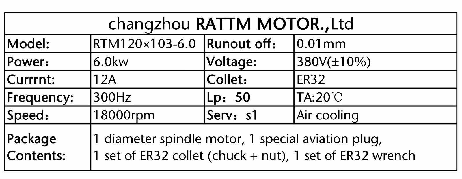 6KW 380V 12A Air Cooled Spindle Motor ER32 300Hz 18000RPM for CNC ...