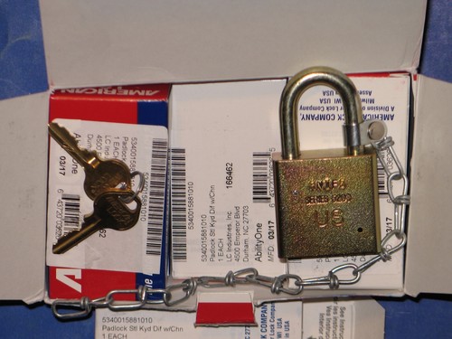 AMERICAN LOCK SKILCRAFT SOLID STEEL CASE PADLOCKS W/CHAIN 5881010 6PCS ...