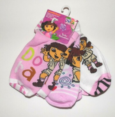 Dora The Explorer 3pk Ankle Socks White Pink Giraffe Size 6-8 NWT | eBay