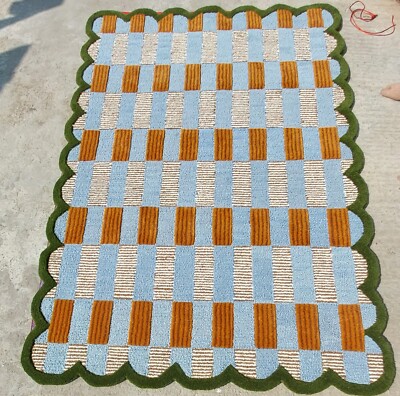 Abstract Matilda Goad Plaid Hand Tufted Modern High- Low Woolen Carpet ...