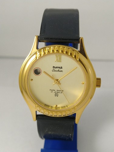 HMT Sachin Golden Dial Mechanical Watch with Peep Hole 17J. Collectible ...