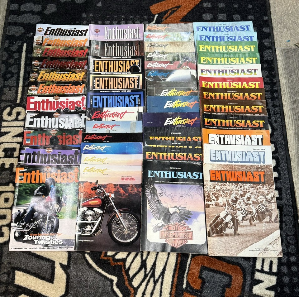 Vintage MOTORCYCLE ENTHUSIAST Magazines Harley Davidson Lot of 43 1977 ...
