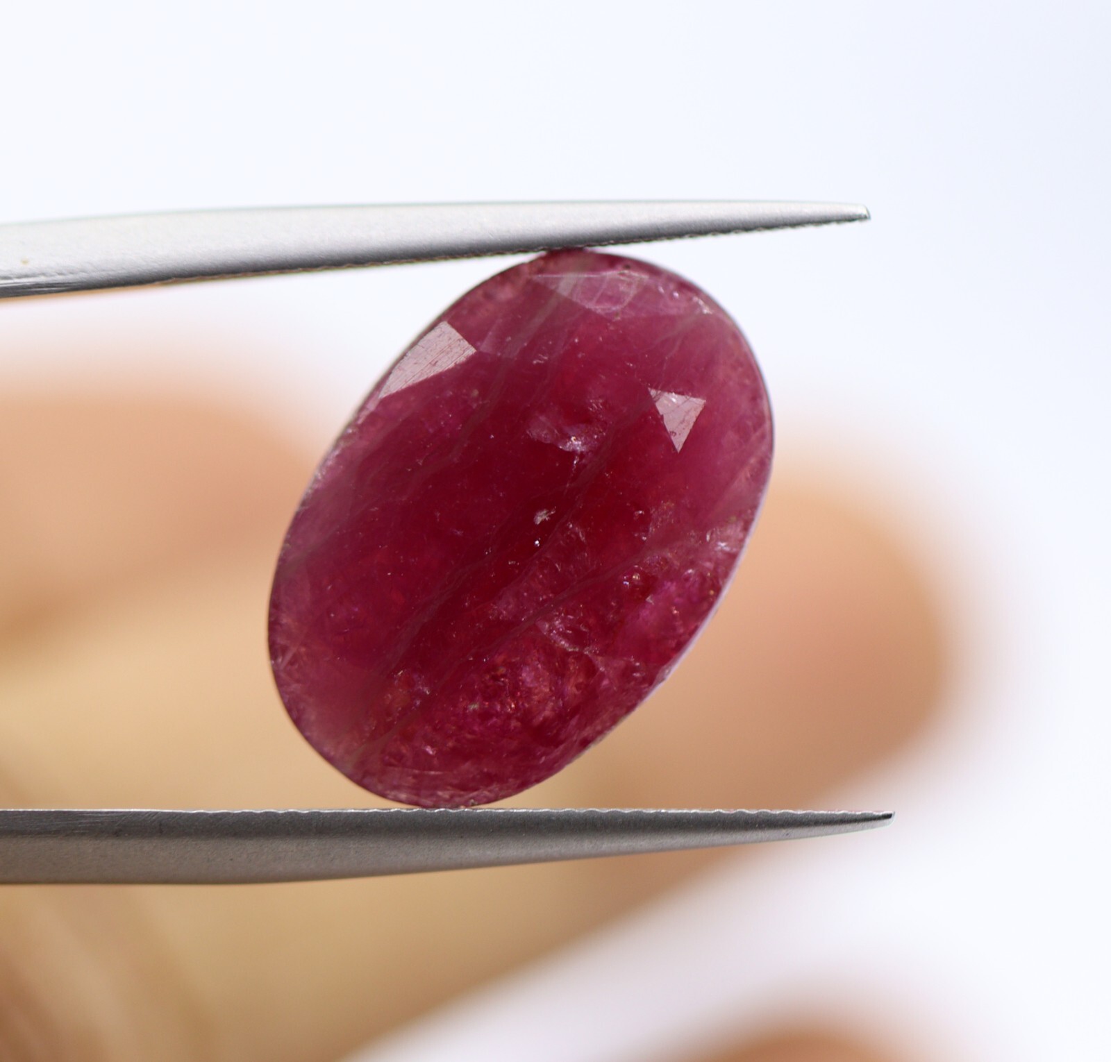 Natural Loose Ruby Oval Faceted Cut 15 X 10MM Dark Pinkish Red Color ...