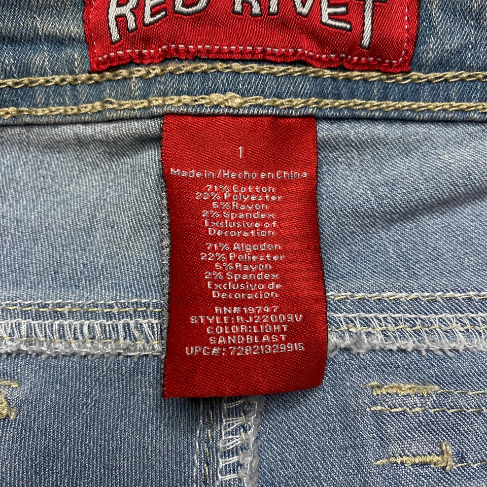 Red Rivet Juniors Jeans sz 1 Light Wash Distressed Low Rise Straight ...