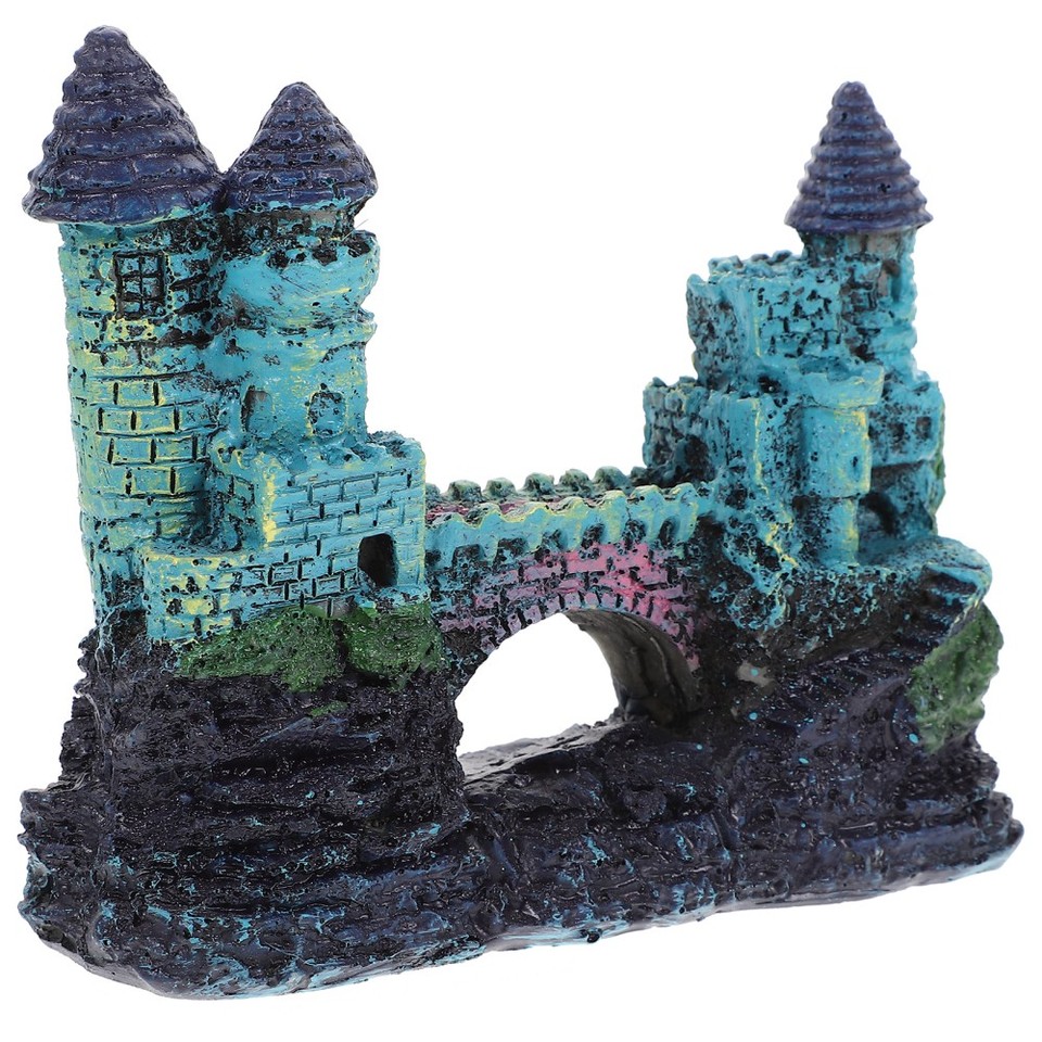 Resin Castle Aquariums Ornament Villa Shape Hiding Cave Rockery Shelter ...