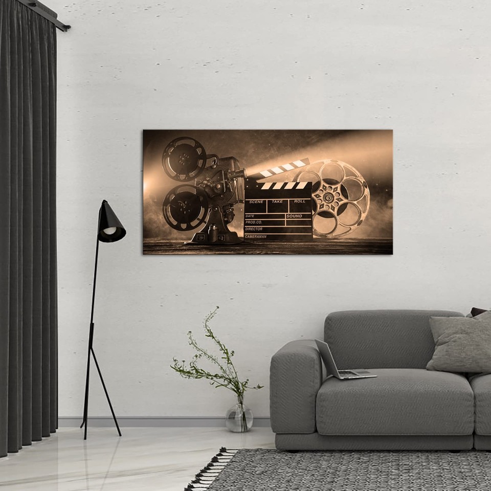 Large Canvas Wall Art Classic Old Fashion Film Reels Poster Filmmaking ...