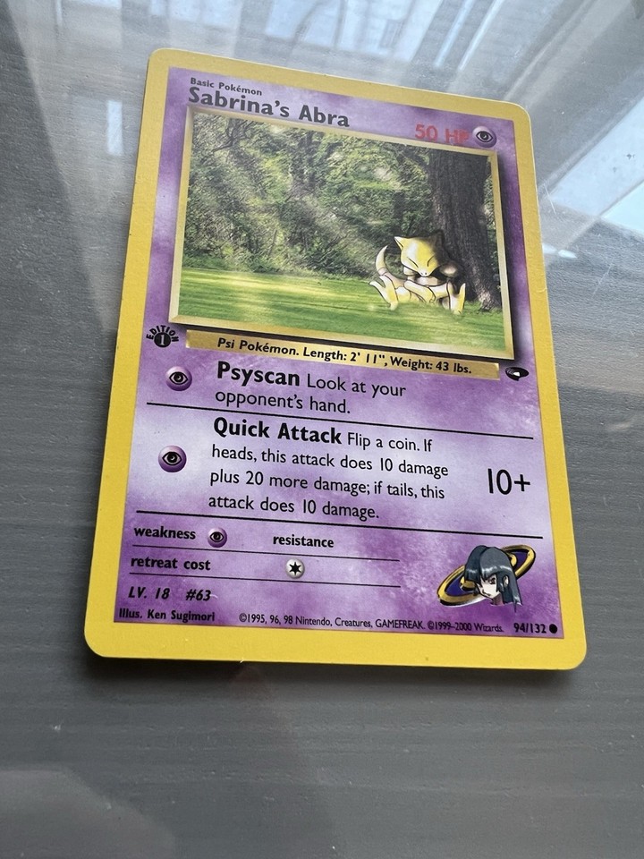 Sabrina’s Abra 1st Edition Gym Challenge 94/132 Vintage Pokemon Card ...