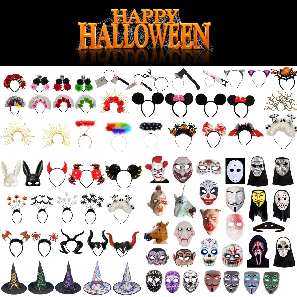 Halloween Headband Kids Adult Fancy Dress Party Ghost Pumpkin Head ...