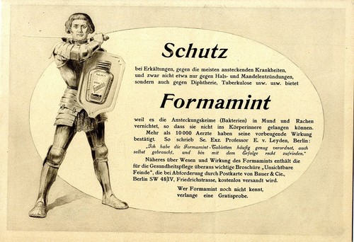 Vernichten Ansteckungskeime Formamint-Tabletten Historische XXL-Reklame ...