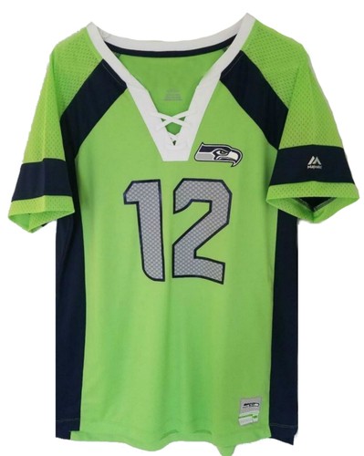 Seattle Seahawks Women's Size Medium 12th Fan Draft Me V-Neck Lace Up ...