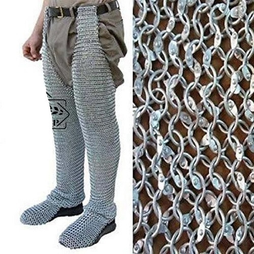 Chain mail Leggings 9mm Round Riveted Chainmail Chausses Galvanized Leg ...