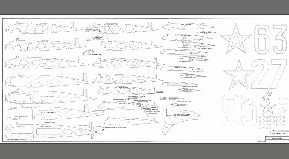 Lavochkin LA7 96 inch Wing Span Giant RC Model AIrplane Printed Plans ...