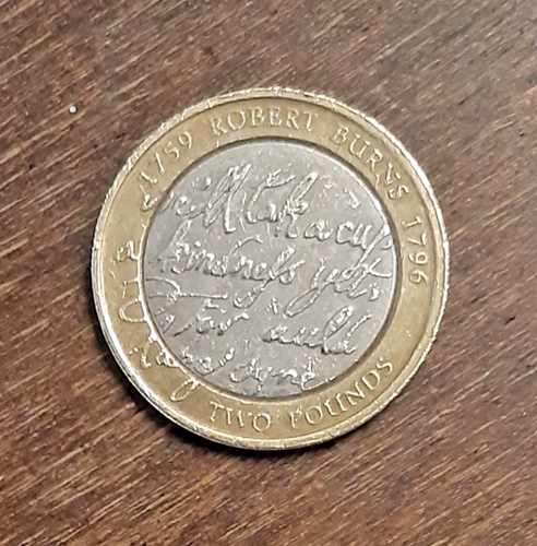 2009 £2 Robert Burns Auld Lang Syne coin circulated condition 2 pound ...