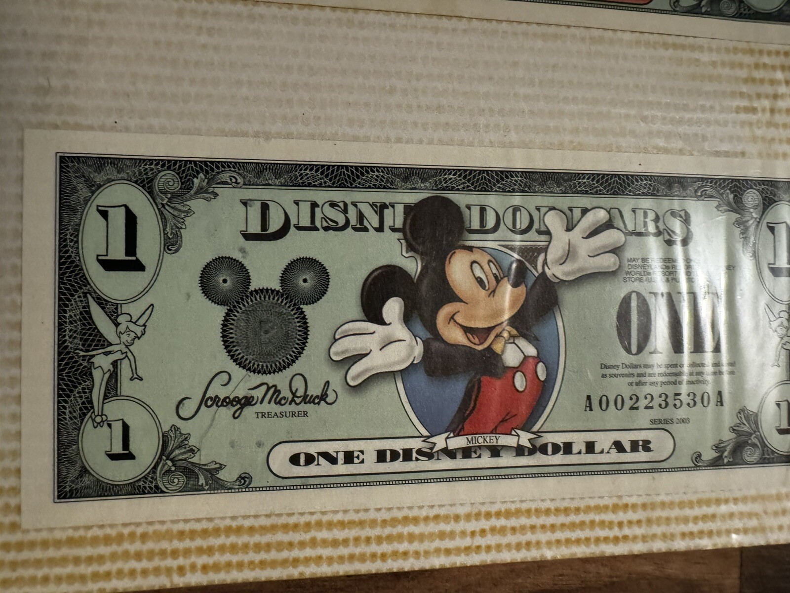 DISNEY DOLLARS 1987, 65th Anniversary, 1995, 1996,1997 & 2003 1$ Lot of ...
