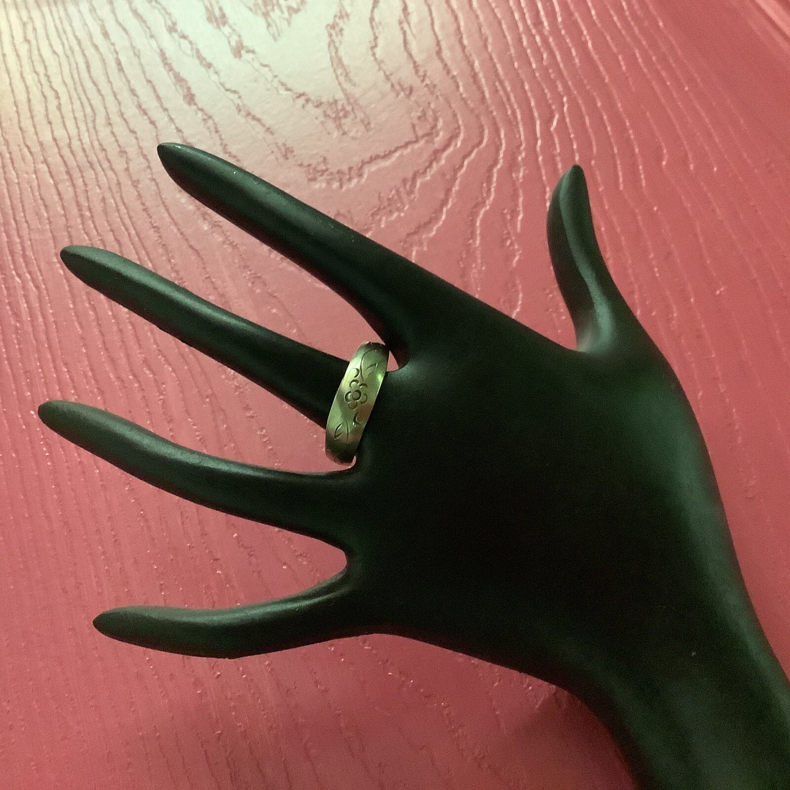 Antique Fine Solid Silver Floral Ring Adjustable - Gem