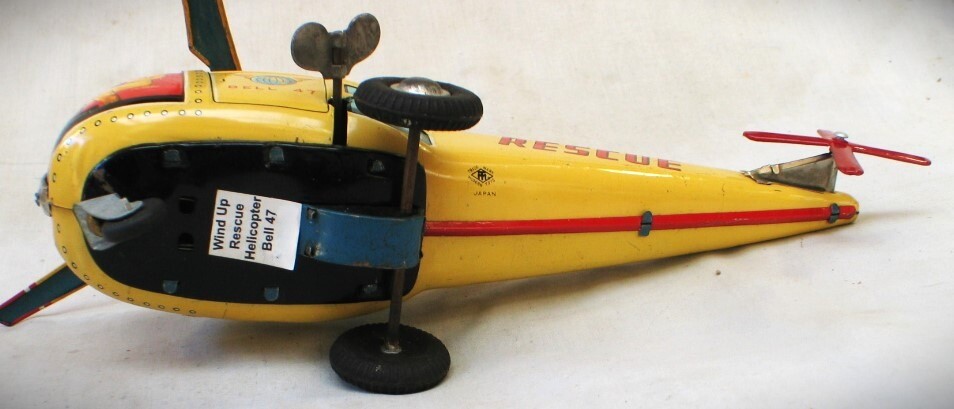Vintage 1950's Tin Wind Up Helicopter Toy - Rescue - Bell 47 | eBay