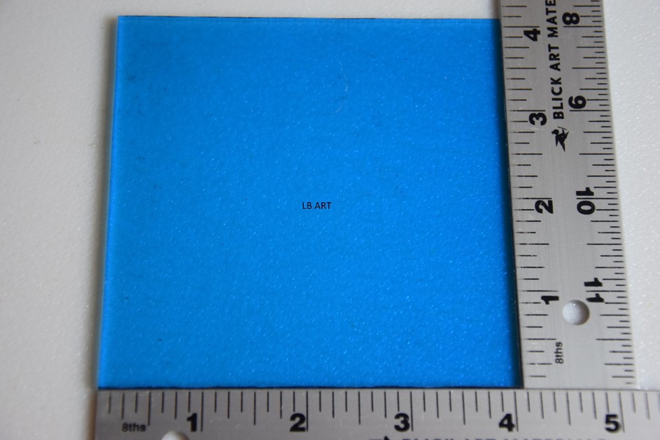 1116.30 TRANSPARENT TURQUOISE BLUE 4"x 4" SQUARE BULLSEYE 3mm THICK ...