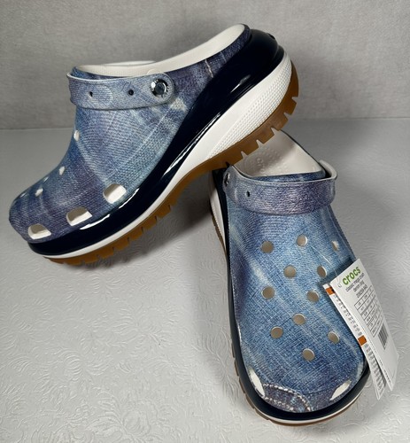 Crocs Classic Mega Crush Denim Blue Clogs Platform Unisex Mens Sz. 11M ...