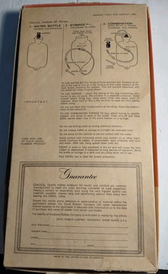 New NOS VTG 1950s DAVOL No. 31 COMBINATION Family SYRINGE RUBBER WATER ...