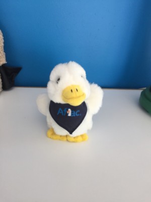 6" Talking White AFLAC Duck with a Blue Scarf Bandana Plush Working ...